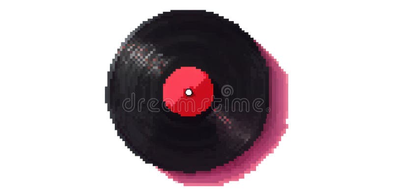 Pixel Art Vinyl Record with Red Label Isolated on Transparent ...