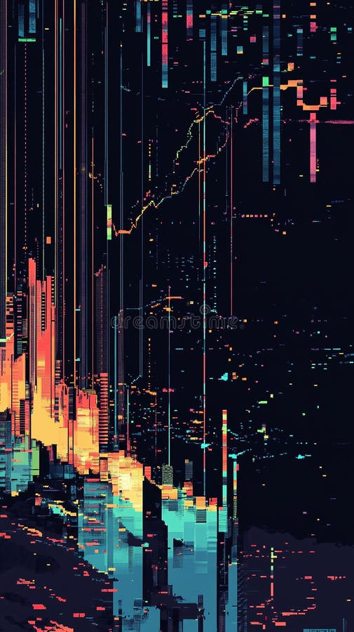 Pixel Art Visual of GDP Growth Over Time Represented with Line and Bar ...