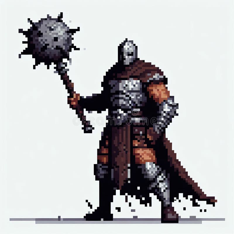 Pixel Art Dark Warrior stock illustration. Illustration of mercenary ...