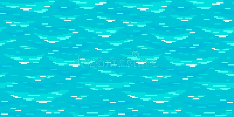 Pixel Art Water Background. Seamless Sea Texture Backdrop Stock Vector ...
