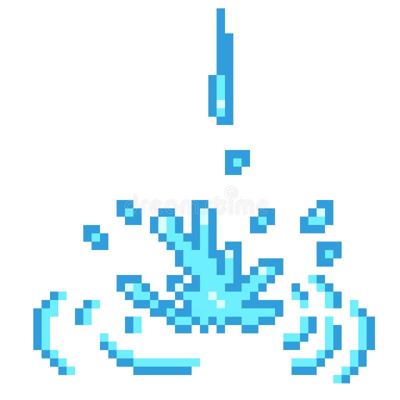 Pixel Art Water Drop Splash Stock Vector - Illustration of isolated ...