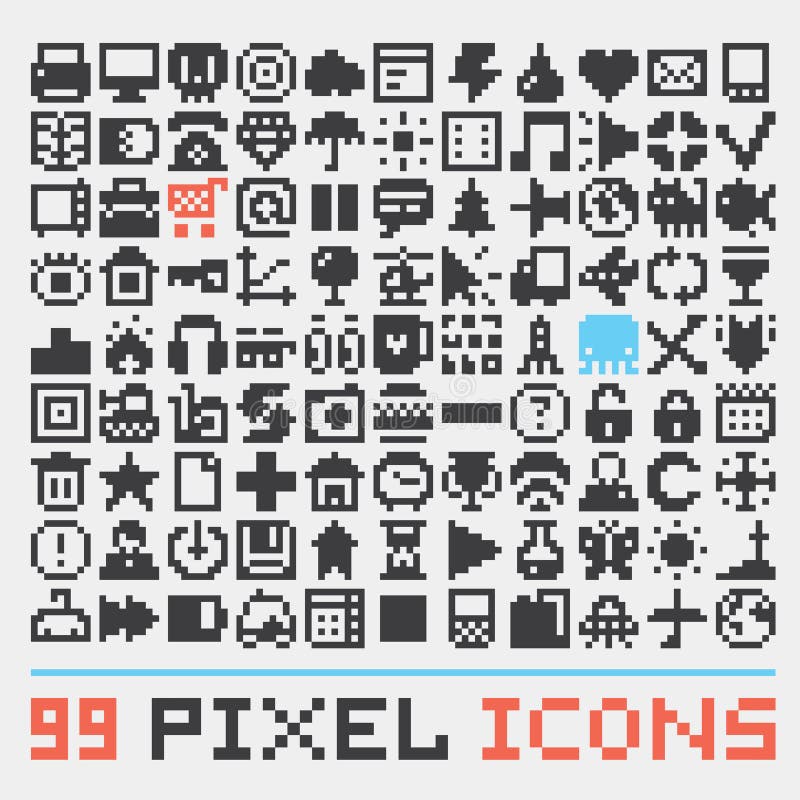 Pixel Art Web Icons Vector Set Stock Vector - Illustration of pack ...