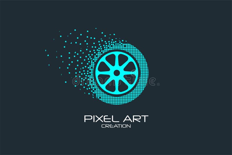 Pixel Art Wheel Logo. Vector Design Collection. Stock Vector ...