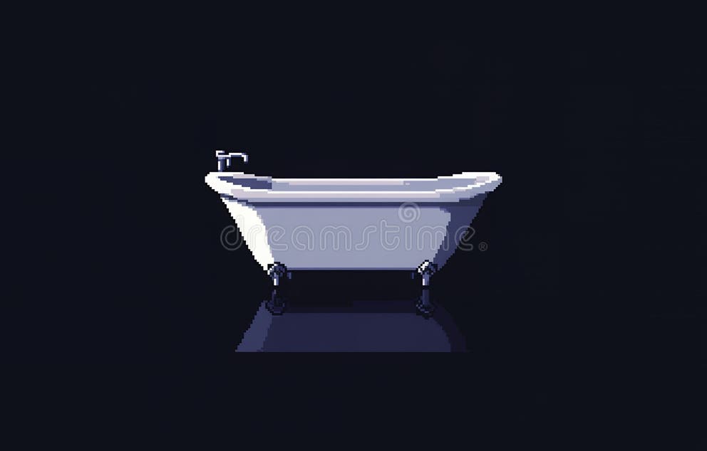 Pixel Art White Bathtub Bathroom Interior Design Element Stock ...