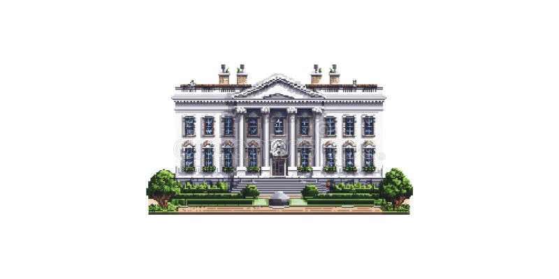 Pixel Art White House Building Isolated on Transparent Background Stock ...