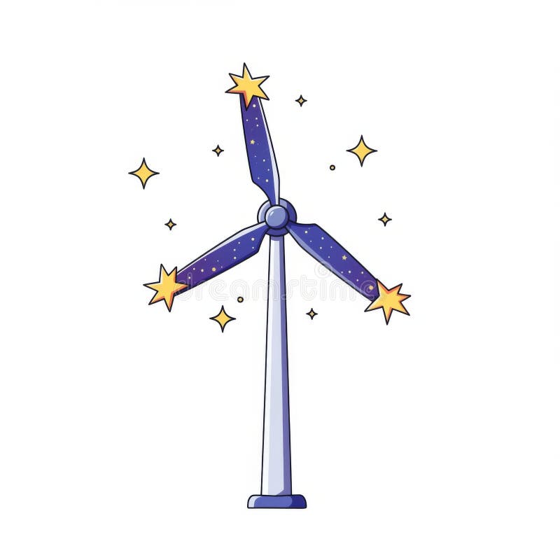 Pixel Art Wind Turbine with Starry Blades Stock Illustration ...