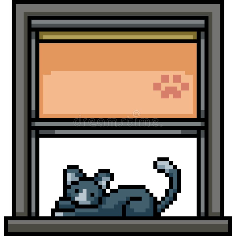 Pixel Art of Window Open Cat Stock Vector - Illustration of isolated ...