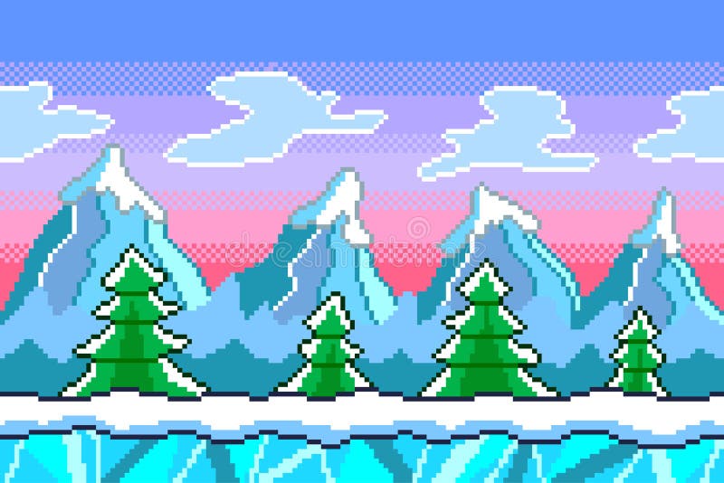 Set Of Pixel Winter Snowy Tree. Stock Vector - Illustration of nature ...