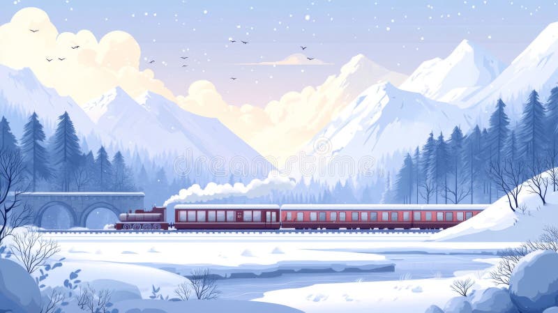 Pixel Art Winter Train Landscape Stock Illustration - Illustration of ...