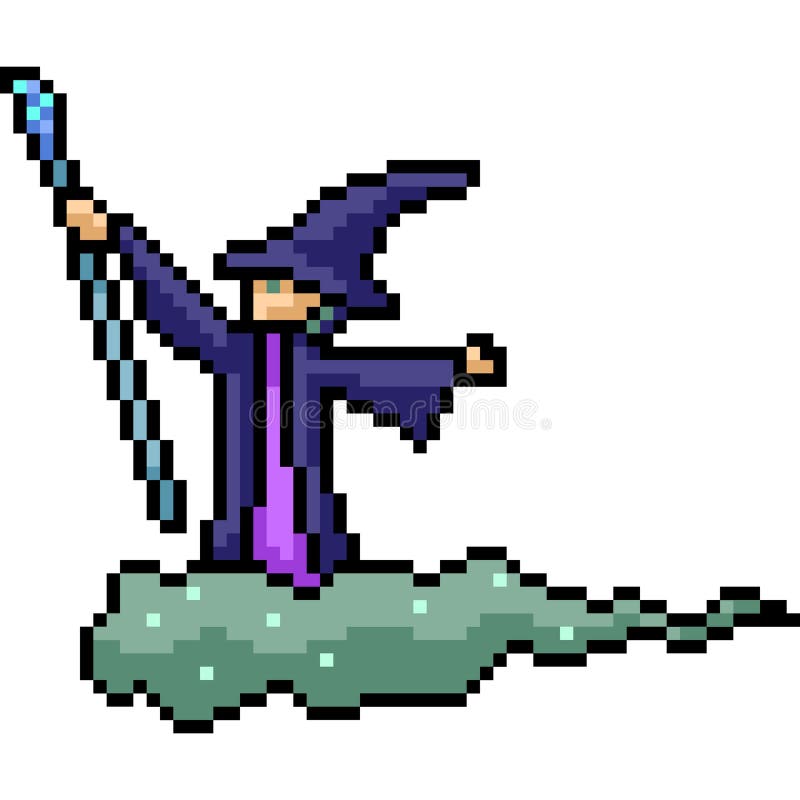 Pixel Art of Wizard Ride Cloud Stock Vector - Illustration of isolated ...