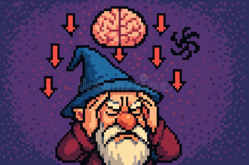 A Pixel Art Wizard with a Stressed Mind Stock Photo - Image of metaphor ...