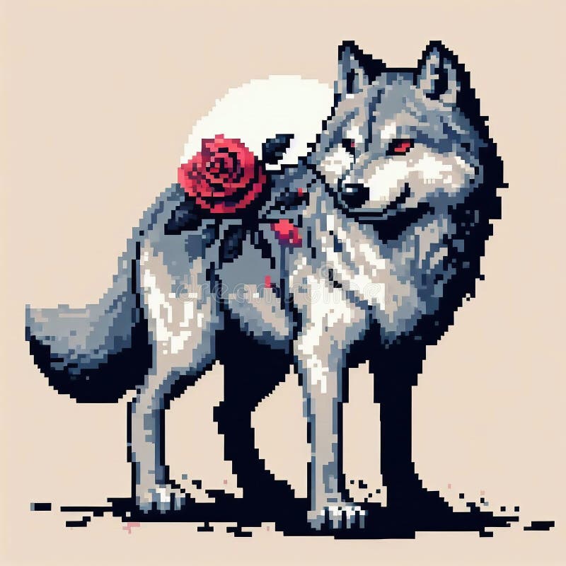 Pixel art wolf stock illustration. Illustration of alpha - 327559331