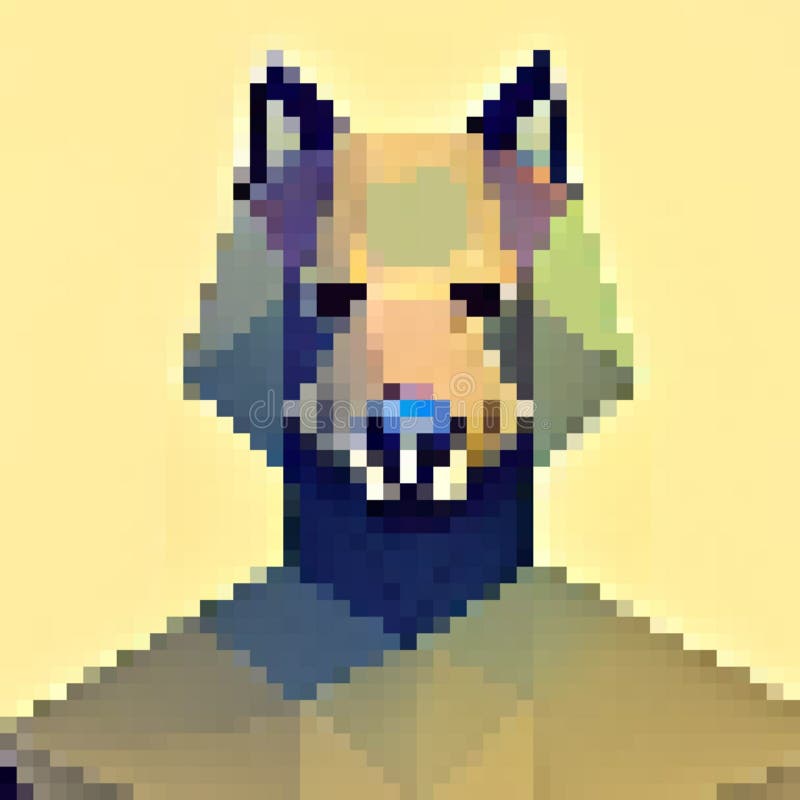 Pixel art of wolf cartoon stock illustration. Illustration of comic ...