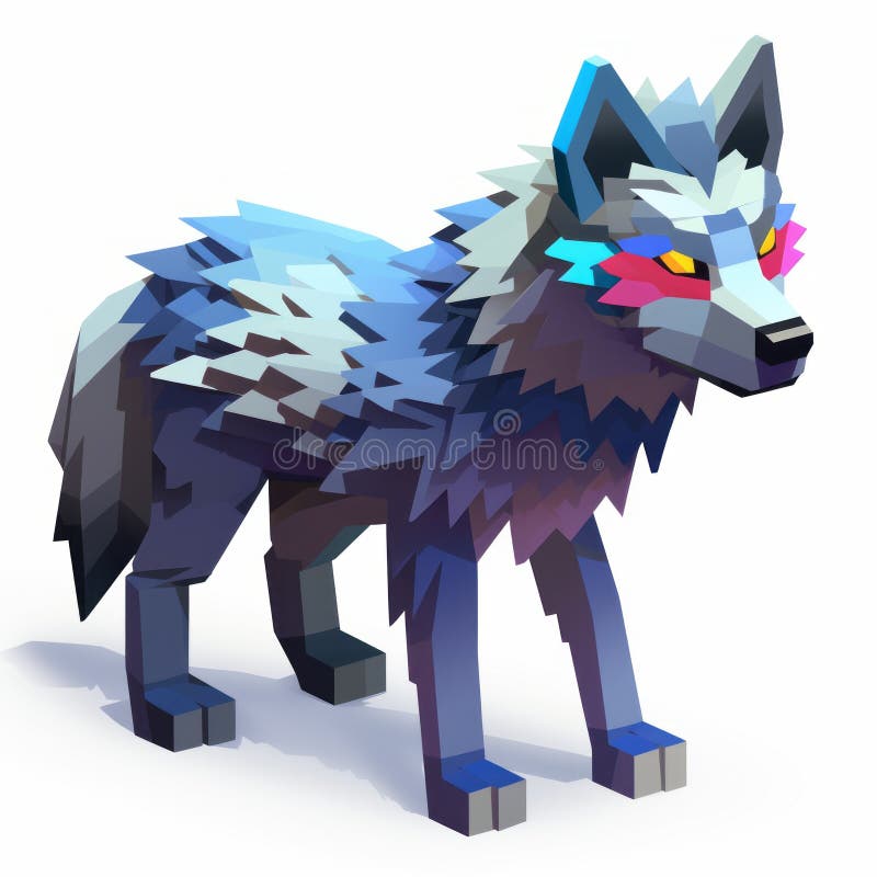 Pixel Art Wolf Creature: a Three-dimensional Puzzle with Bold Shadows ...