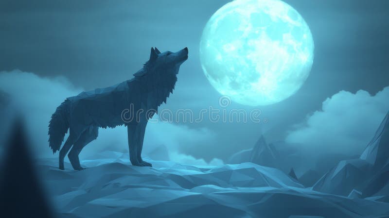 Pixel Art Wolf Howling at a Blue Moon in a Snowy Mountain Landscape ...