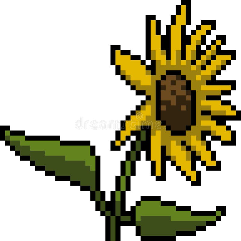 Pixel Art Yellow Sunflower Bloom Stock Vector - Illustration of white ...