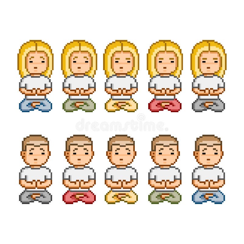 Pixel Art Yoga of All Colors Stock Vector - Illustration of people ...