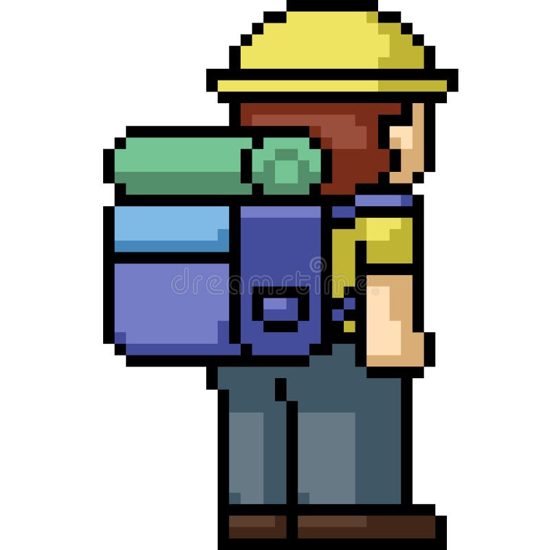 Pixel Art Young Boy Backpack Stock Vector - Illustration of icon, back ...
