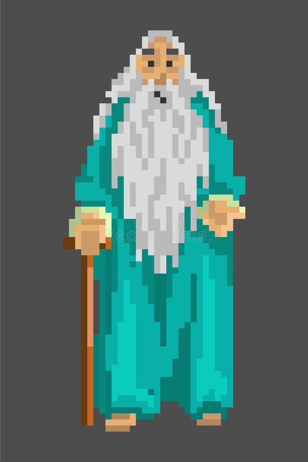 Pixel Avatar of an Old Man Begging, Vector Icon. Stock Vector ...