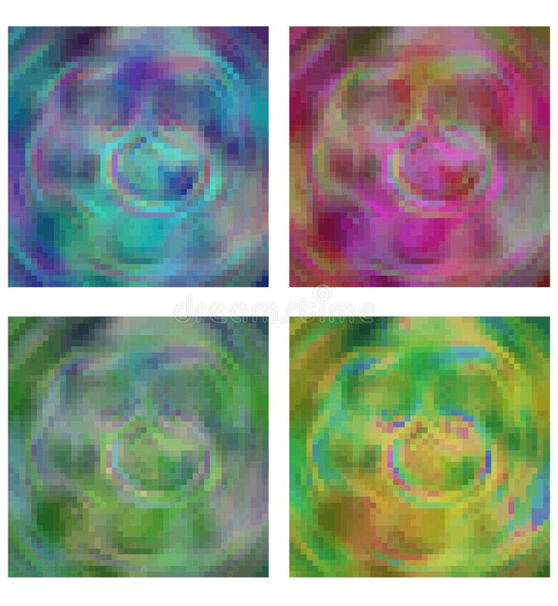 Pixel Background Abstract in Four Different Color Variants Stock Vector ...