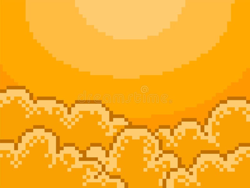 Pixel Background with Evening Sky and Clouds. Sun Glare Stock ...