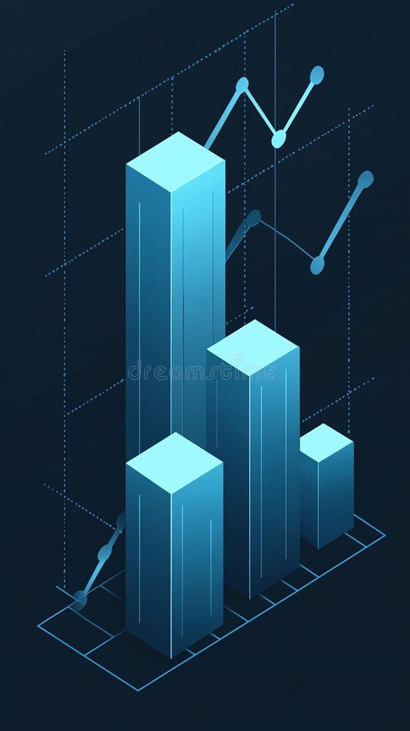 Pixel Bar Graph in Blue Shades Representing Annual Growth Statistics ...