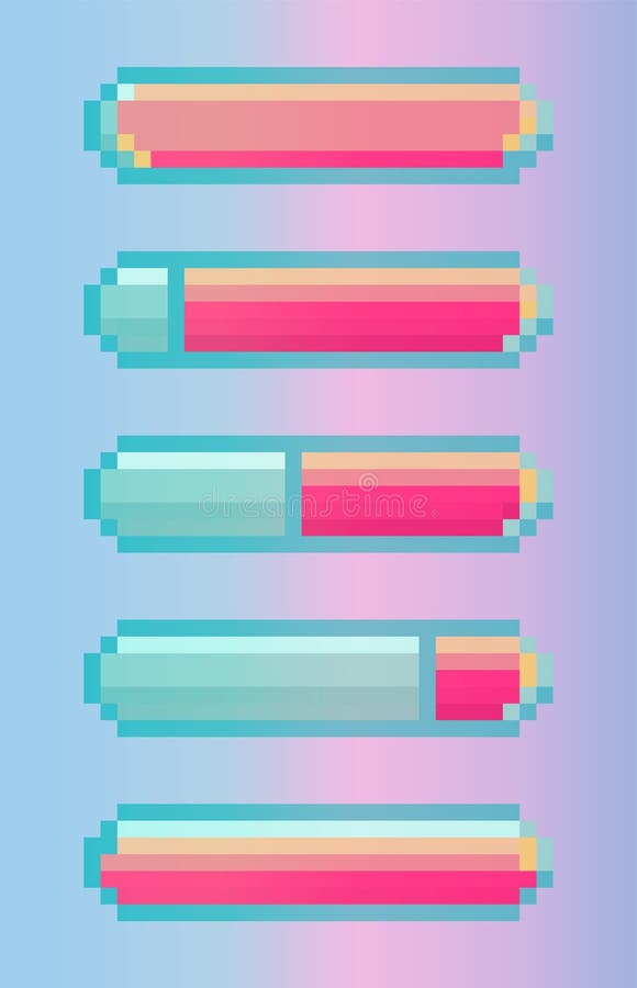 Pixel Bars for Mobile Games and Web Design, Colorful Elements Stock ...