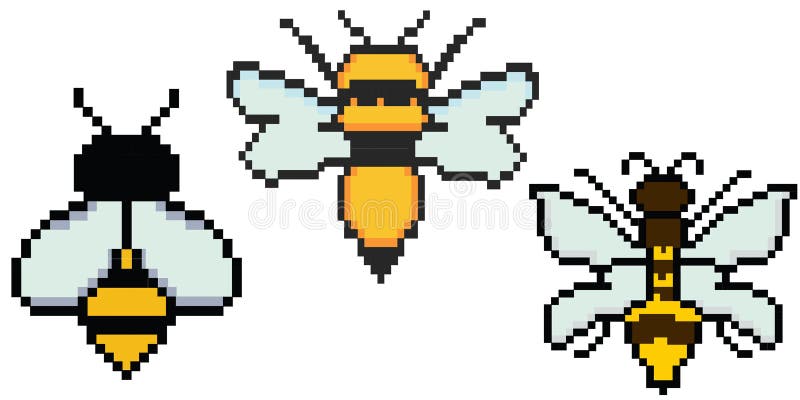 Bee Pixel Art. Vintage 8 Bit, 80s, 90s Game Style Stock Vector ...
