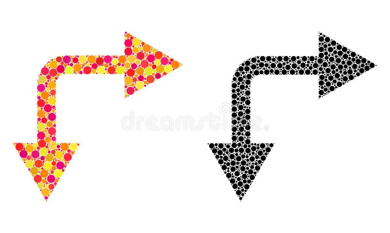 Pixel Bifurcation Arrow Right Down Mosaic Icons Stock Vector ... Pixel Bifurcation Arrow Right Down Mosaic Icons Stock Vector ...