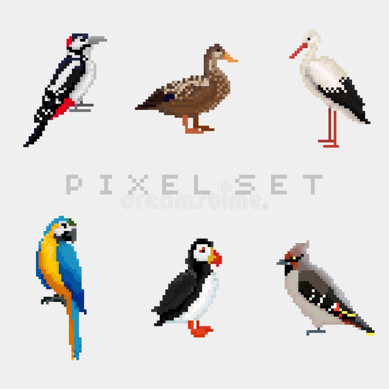 Pixel Birds for Games Icons High Detailed Vector Set Stock Vector ...