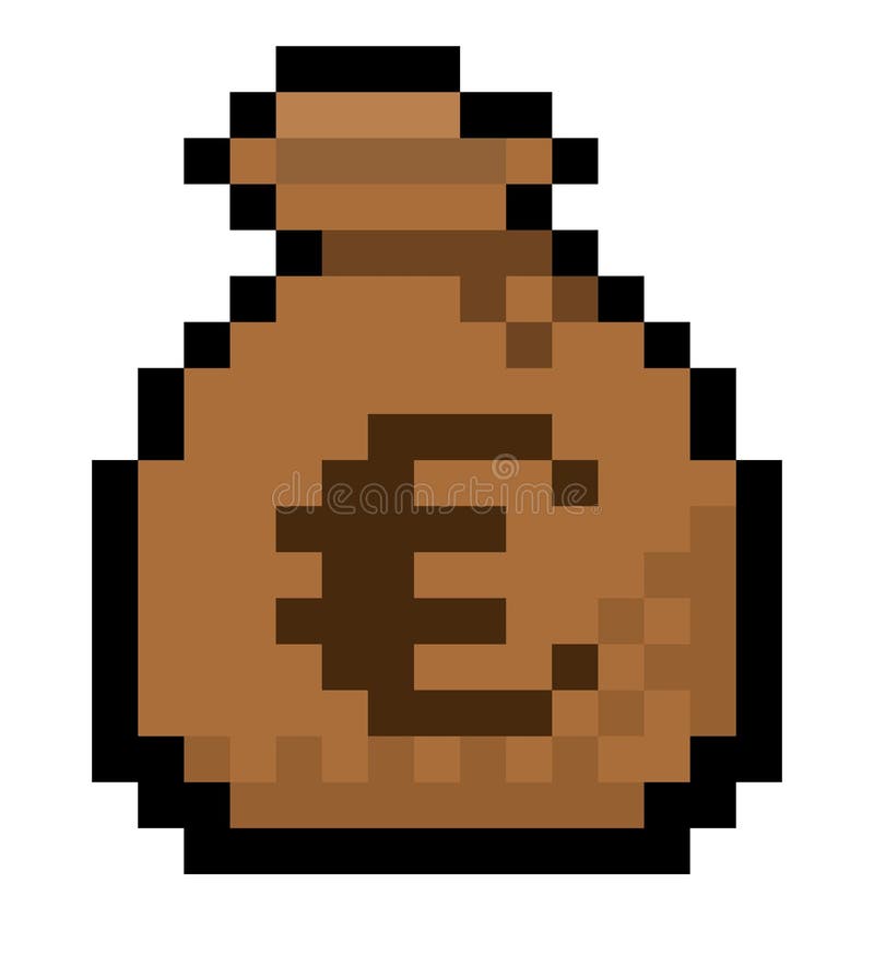 Pixel 8 Bit Bag of Money with Euros - Vector, Isolated Stock Vector ...