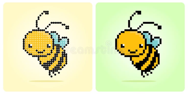 Bee in 8 Bit Pixel Art for Beads and Game Assets Stock Vector ...