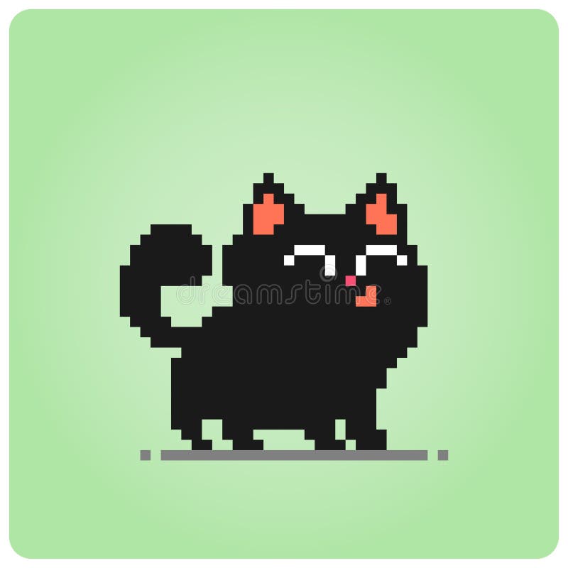 Pixel 8 Bit Black Cat. Animals for Game Assets in Vector Stock Vector ...