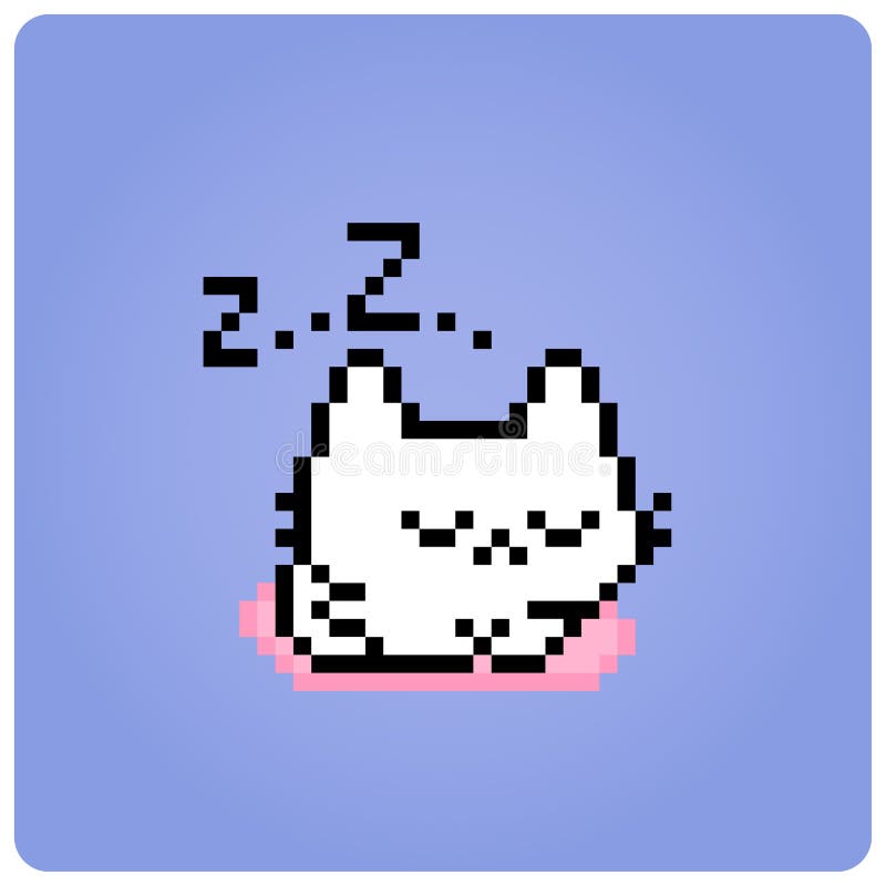 Pixel 8 Bit Cat is Sleeping. Pets for Game Assets in Vector Stock ...