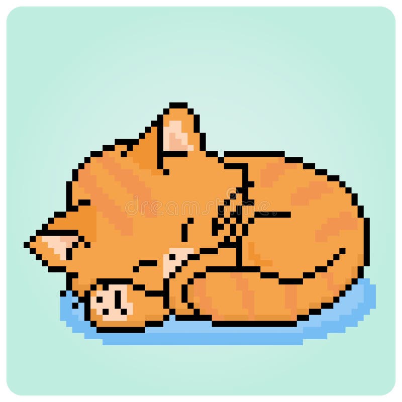 Pixel 8 Bit Cat is Sleeping. Pets for Game Assets in Vector Stock ...