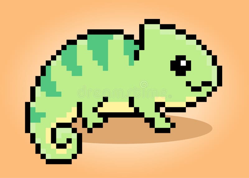 Pixel 8 Bit Chameleon Green Colored. Animal in Vector Stock Vector ...