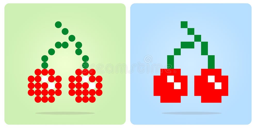 Pixel 8 Bit Cherry. Pixel Fruits for Game Assets and Bead Patterns ...