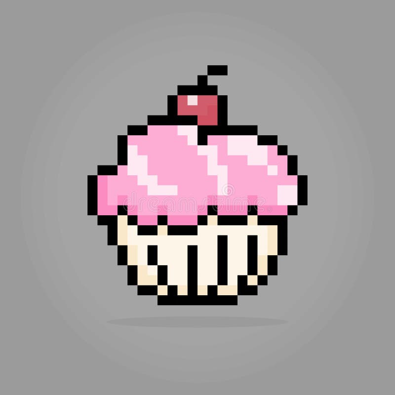 Pixel 8 Bit Cupcake. Food Dishes in Vector Stock Vector - Illustration ...