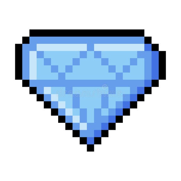 Pixel 8-bit Diamond Object As Video Game Style Element Vector ...