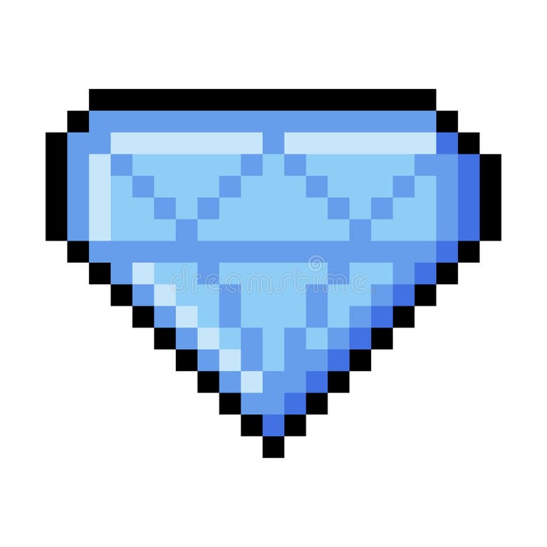 Pixel 8-bit Diamond Object As Video Game Style Element Vector ...