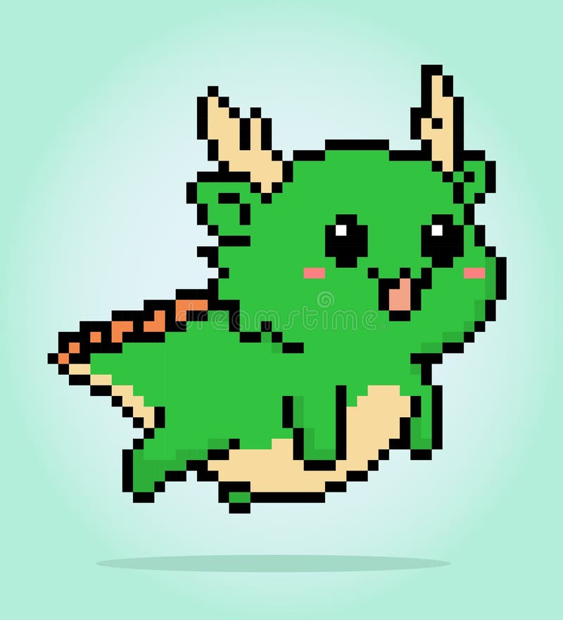 Pixel 8-bit Dragon is Flying. Animals in Vector Illustrations Stock ...
