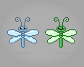 Pixel 8 Bit Dragonfly. Animal Pixels in Vector Stock Vector ...