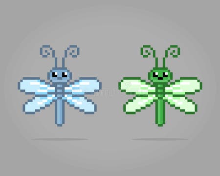 Pixel 8 Bit Dragonfly. Animal Pixels in Vector Stock Vector ...