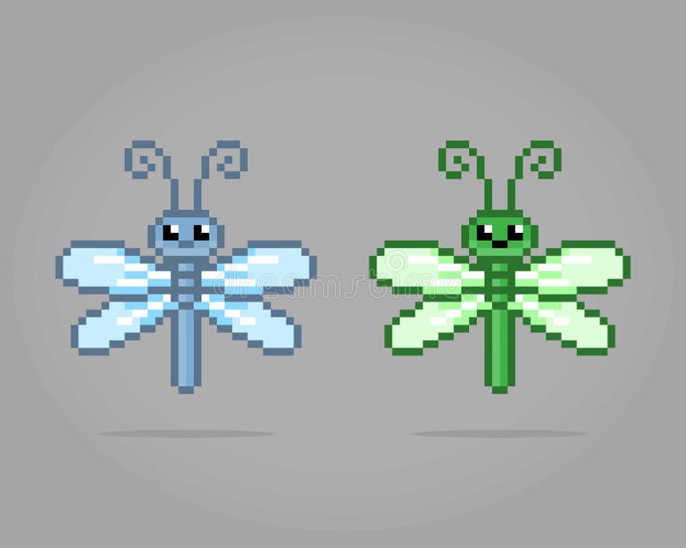 Pixel 8 Bit Dragonfly. Animal Pixels in Vector Stock Vector ...