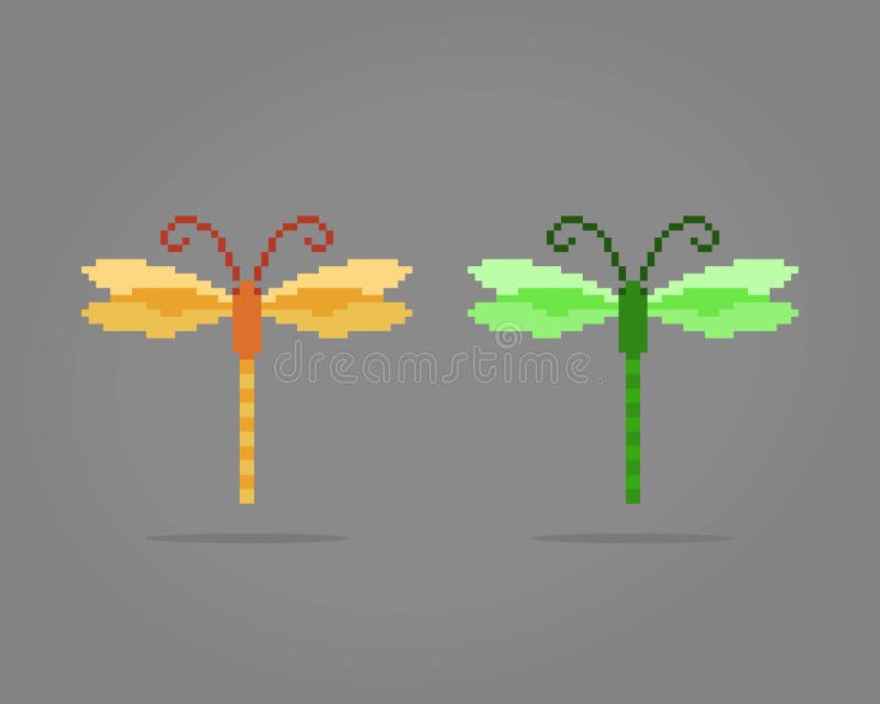 Pixel 8 Bit Dragonfly. Animal Pixels in Vector Stock Vector ...