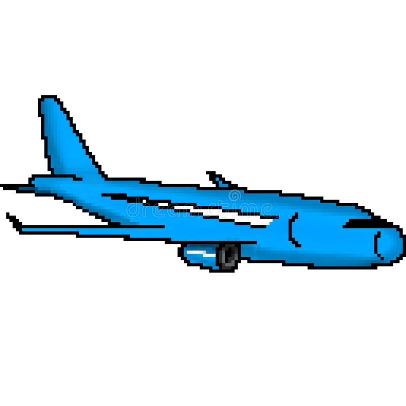 Pixel 8 Bit Drawn Blue Passenger Jet Plane Stock Illustration ...