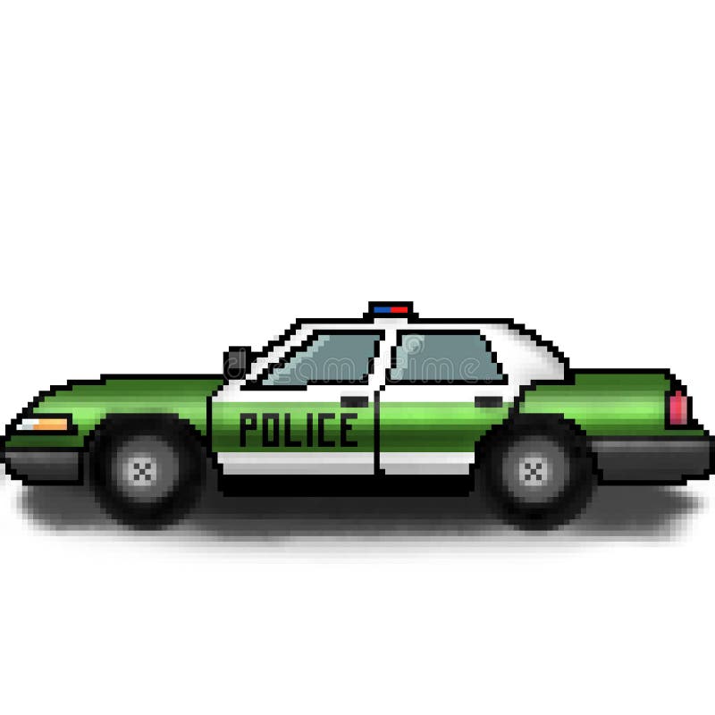 Pixel 8 Bit Drawn Multicolored Police Cruiser with Emergency Lights ...