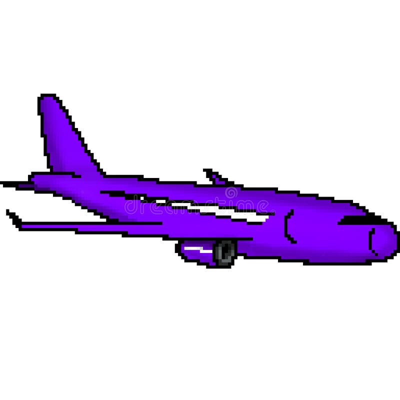 Pixel 8 Bit Drawn Purple Passenger Jet Plane Stock Illustration ...