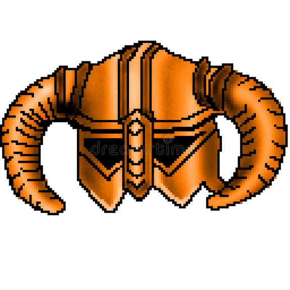 Pixel 8 Bit Drawn Viking Horned Helmet Stock Illustration ...