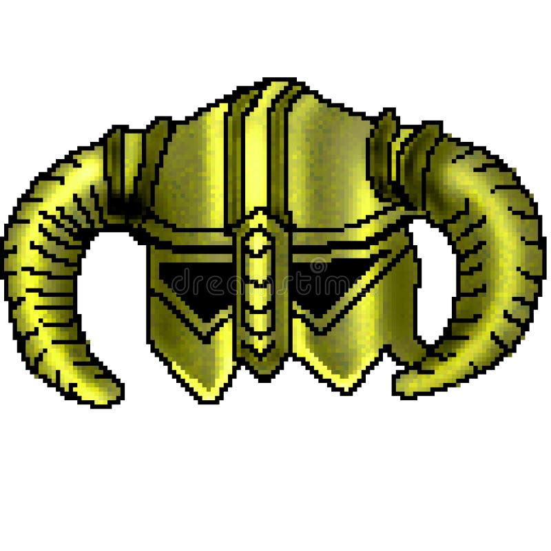 Pixel 8 Bit Drawn Viking Horned Helmet Stock Illustration ...